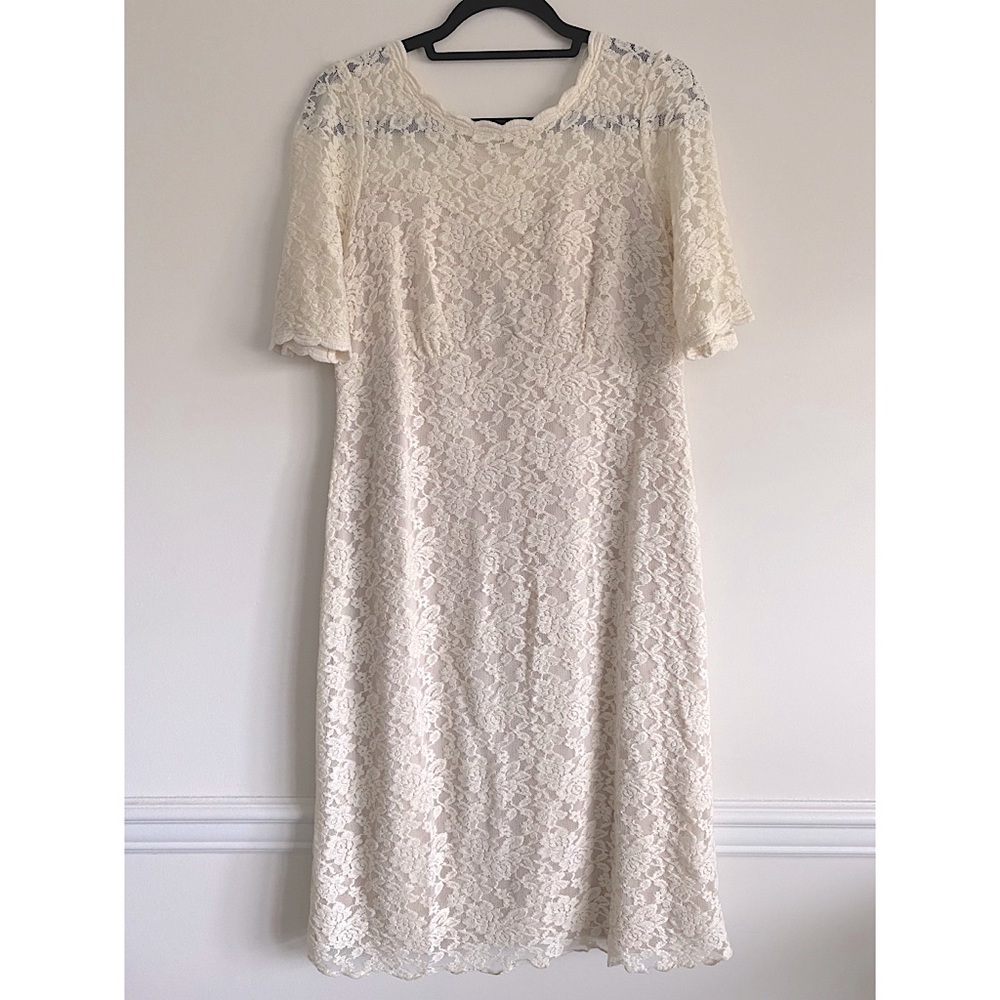 Rabbit Rabbit Rabbit Cream Lace Sheath Dress With Hig… - Gem
